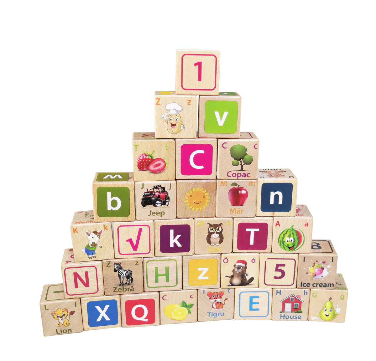 Wooden blocks - letters, numbers and pictures - banaby.eu