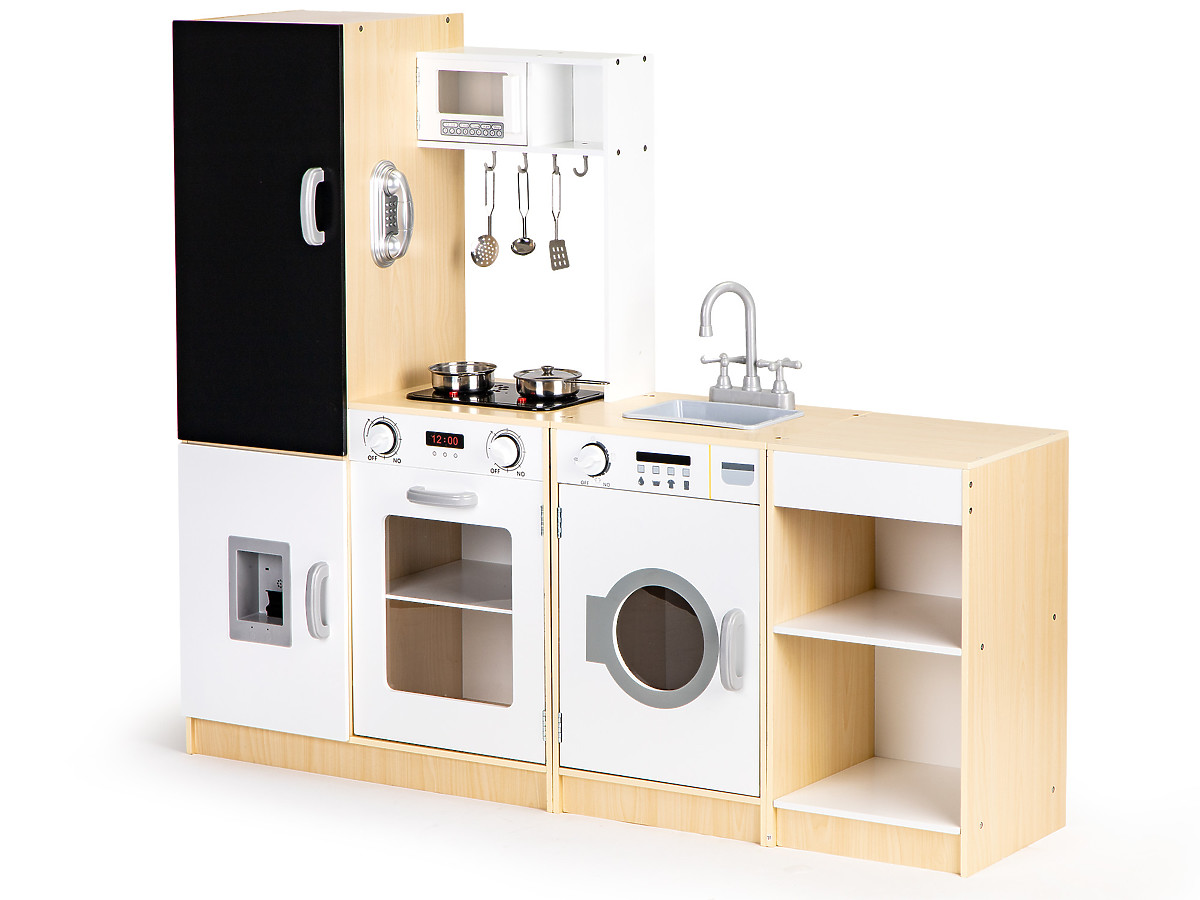 Wooden Kitchen for Children Separate Segments XXL Blackboard + LED ...